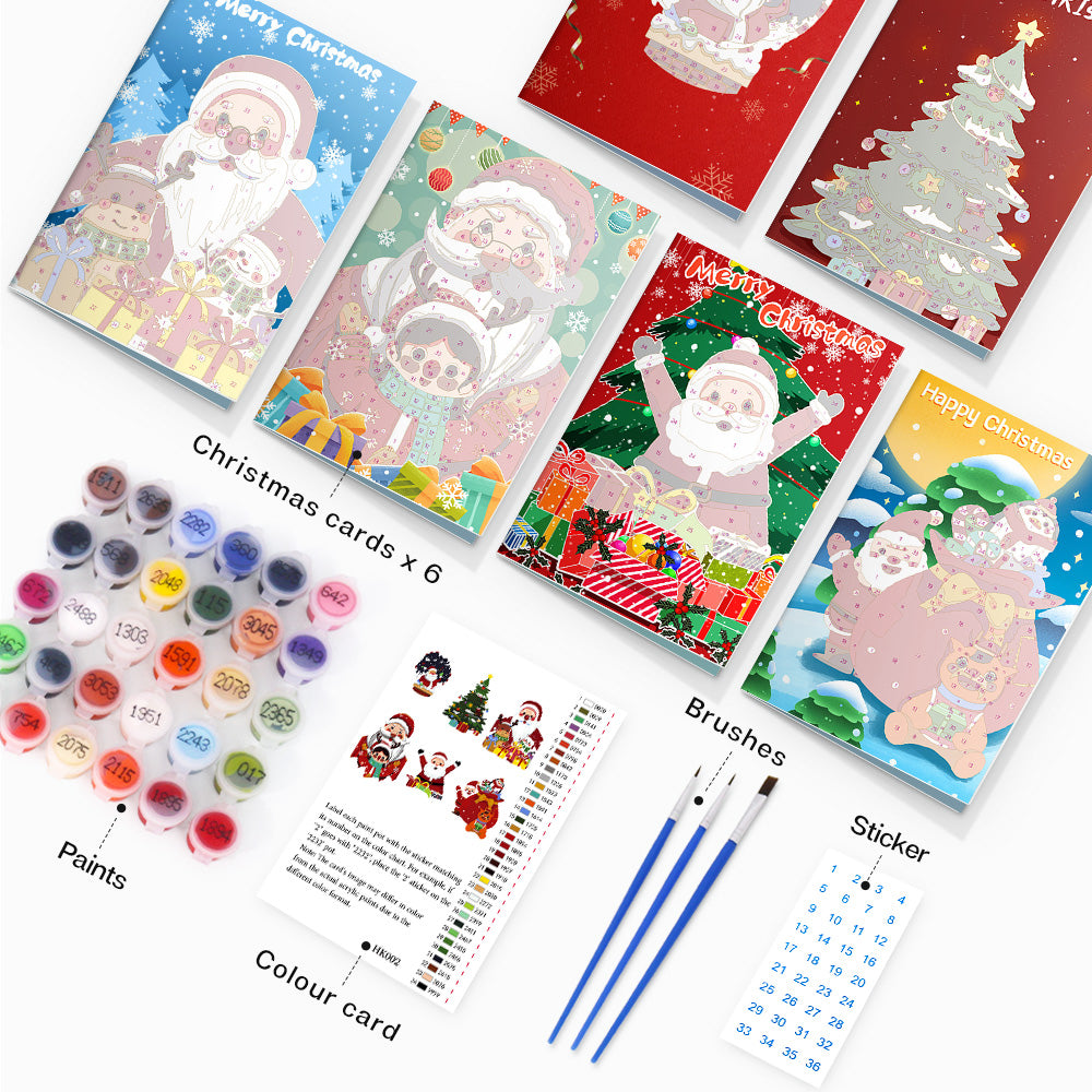 Paint by numbers 6 Pack DIY Christmas Cards - Series 3 – Figured'Art