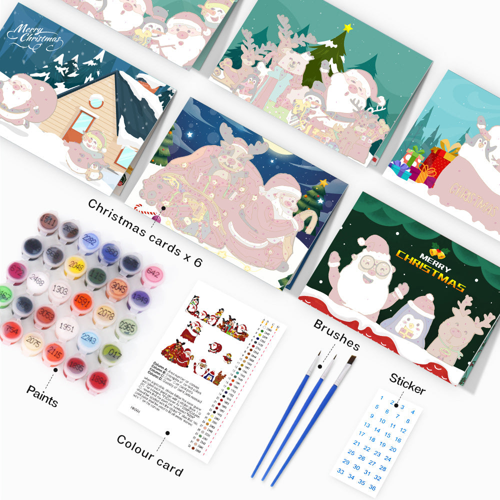 Paint by numbers 6 Pack DIY Christmas Cards - Series 4 – Figured'Art