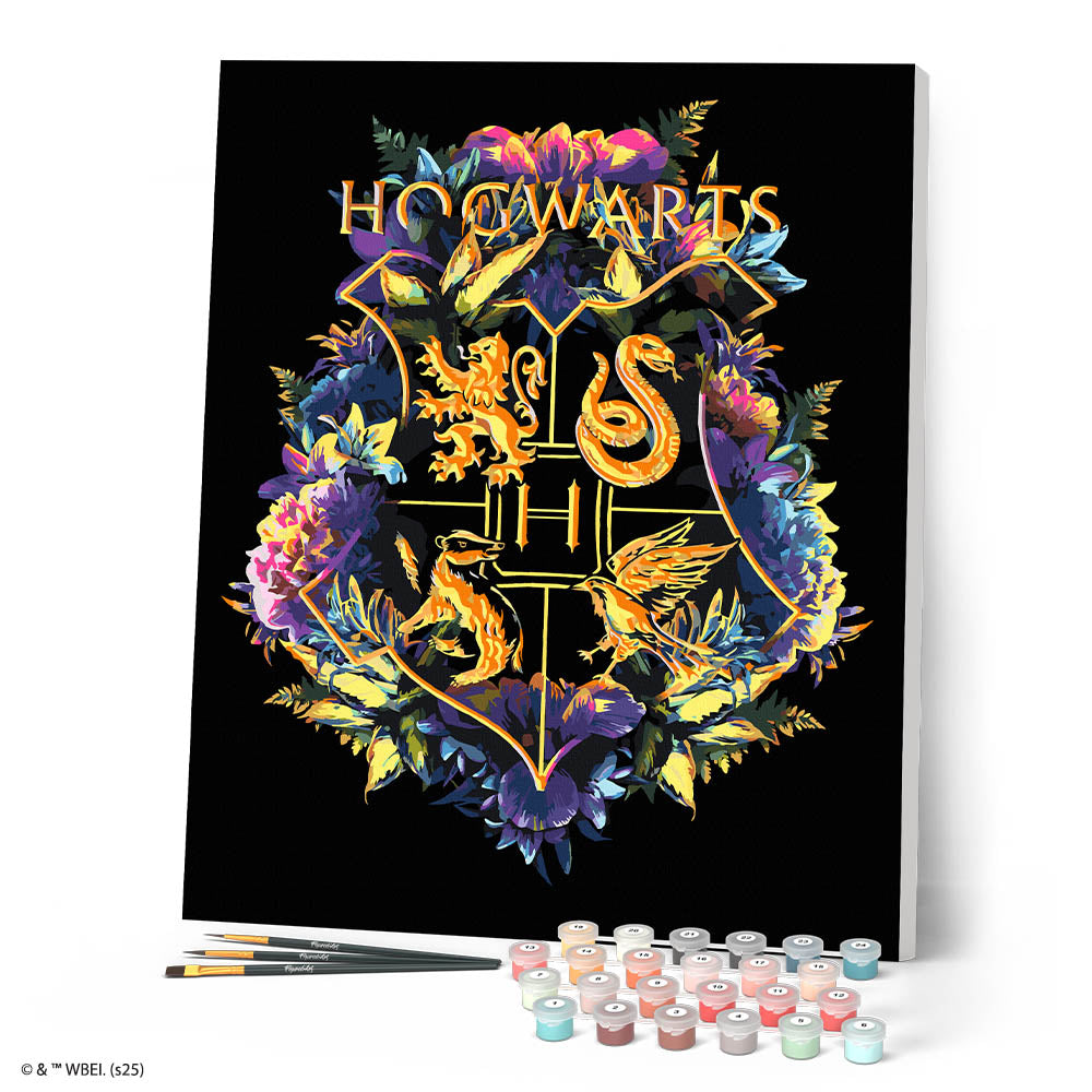 Paint by Numbers for adults UK - Harry Potter - Floral Hogwarts Crest ...