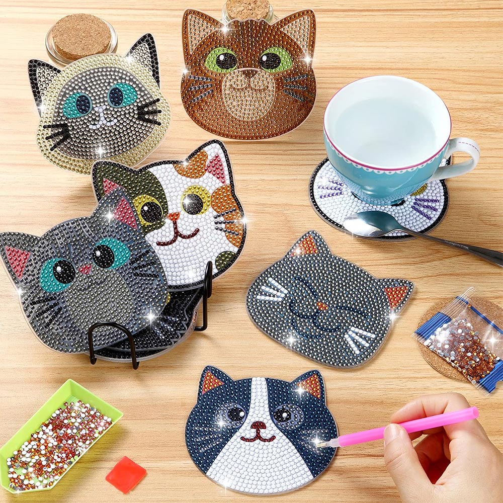 5D Diamond Painting Coaster Cats 10 Pieces – Figured'Art