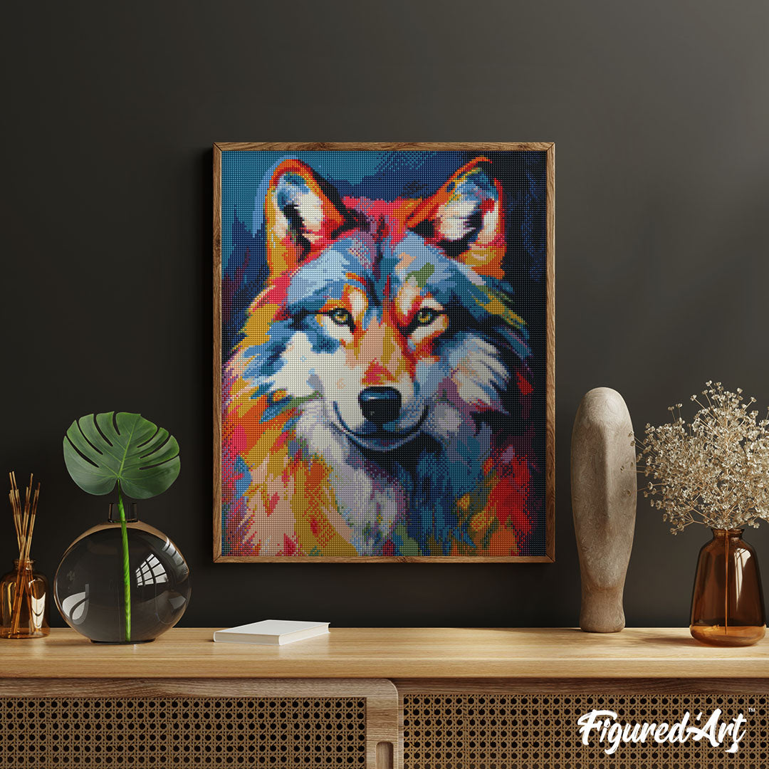 Diamond Painting - Colourful Abstract Wolf – Figured'Art