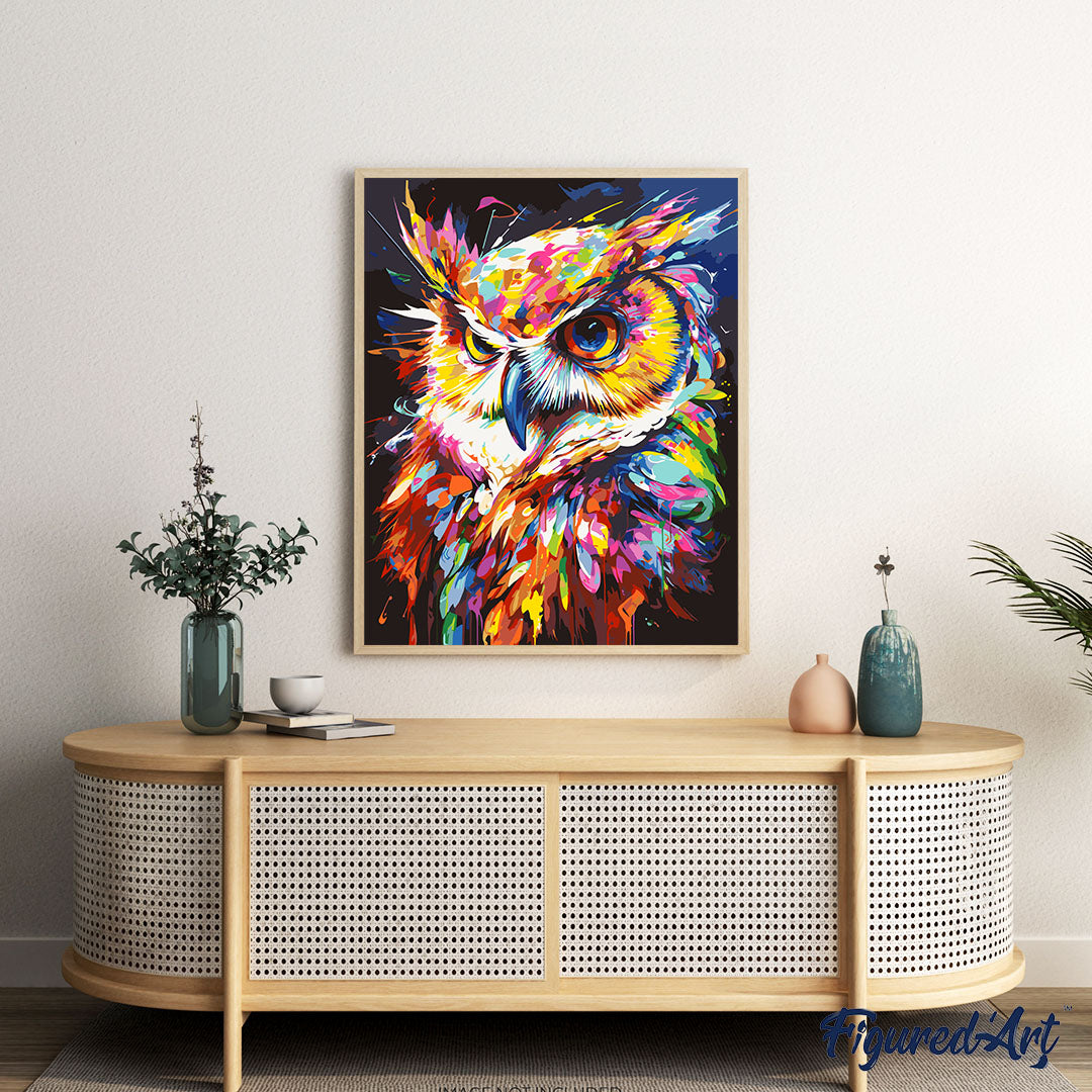 Paint by Numbers - Colourful Abstract Owl – Figured'Art