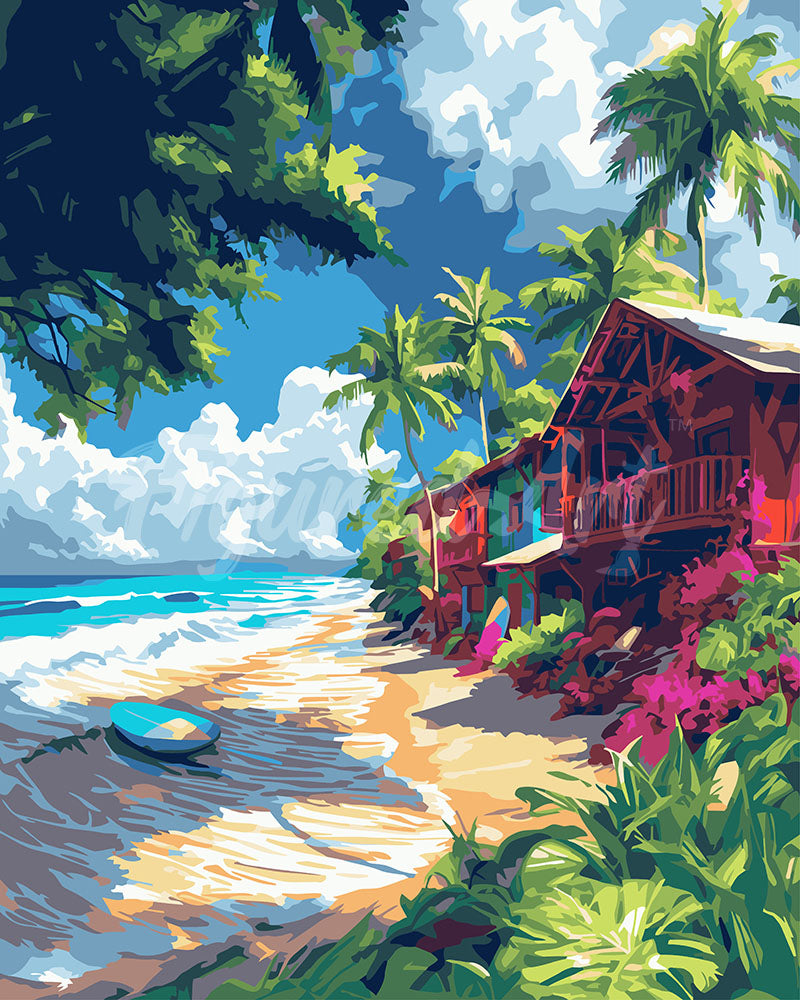 Paint by Numbers for adults UK - Surfing village – Figured'Art