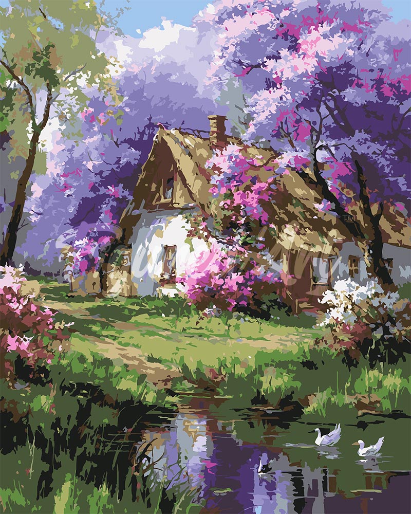 Paint by Numbers for adults UK - Jacaranda Cottage – Figured'Art