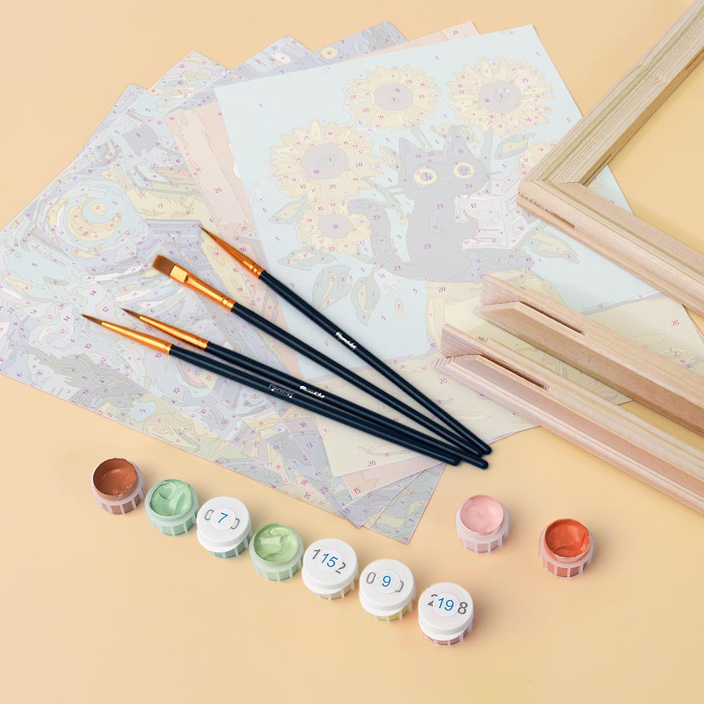 Mini Paint by numbers 15x20cm (6 pieces) - Van Gogh Style Cat – Figured'Art