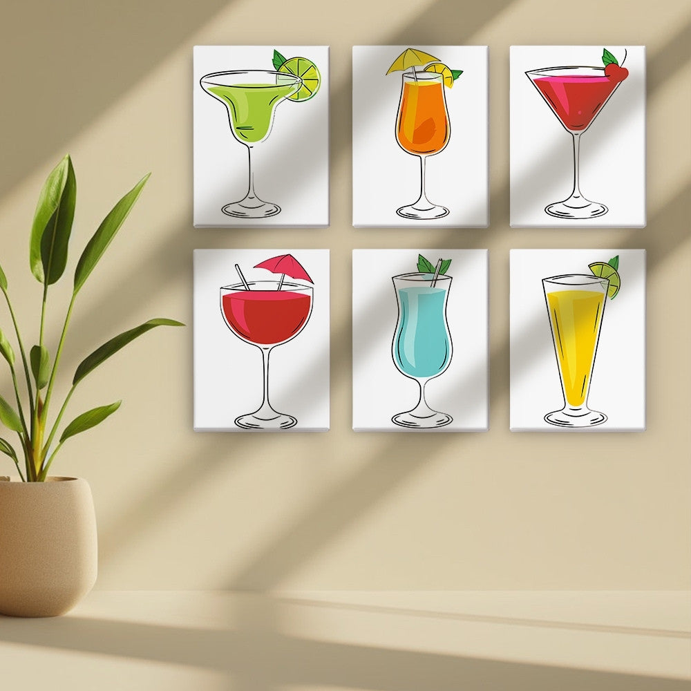 Mini Paint by numbers 15x20cm (6 pieces) - Classic Cocktails – Figured'Art