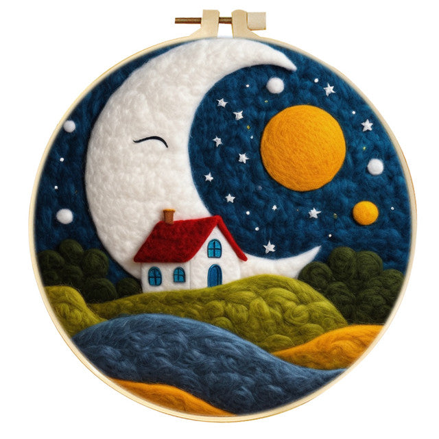 Needle Felting kit - Large Moon Night Sky – Figured'Art