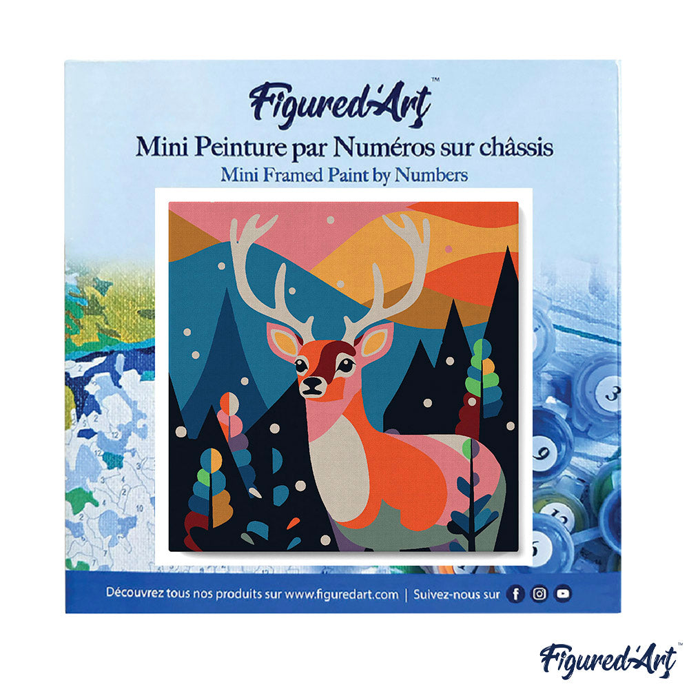 Mini Paint by numbers 8"x8" framed - Abstract Reindeer – Figured'Art