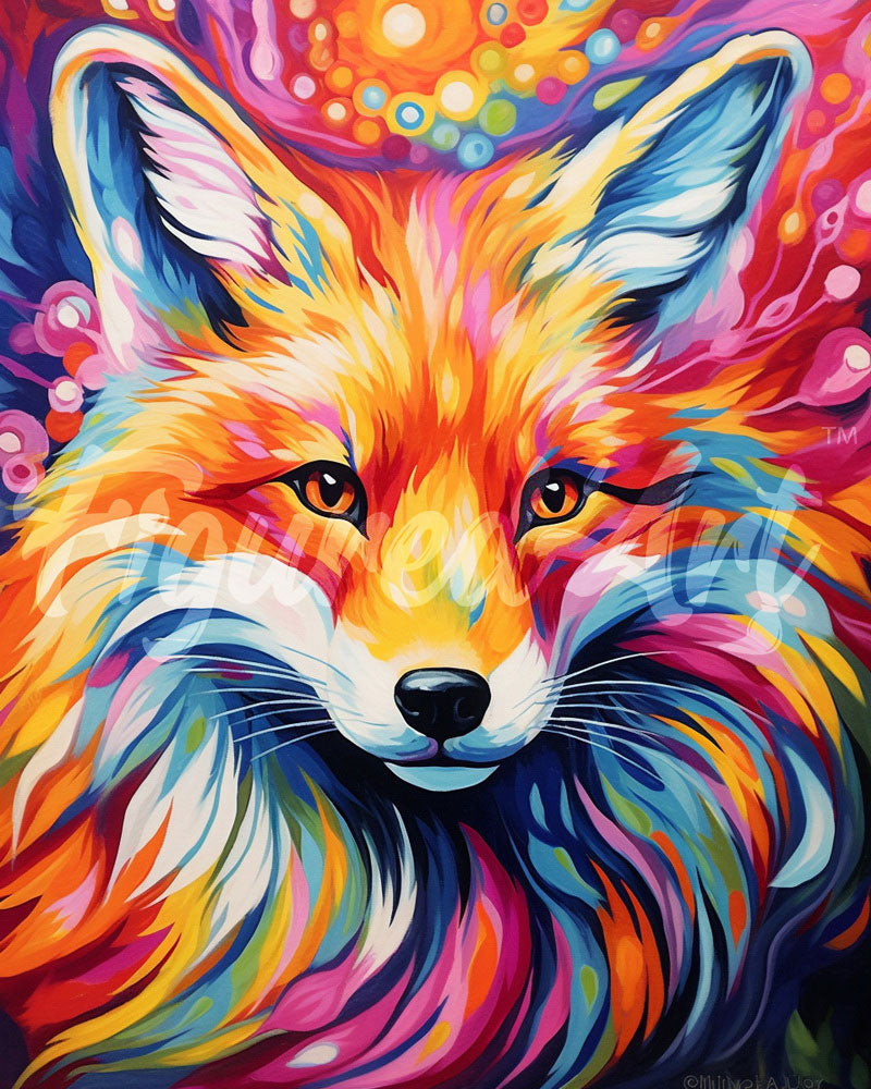 Diamond Painting - Colourful Abstract Fox – Figured'Art