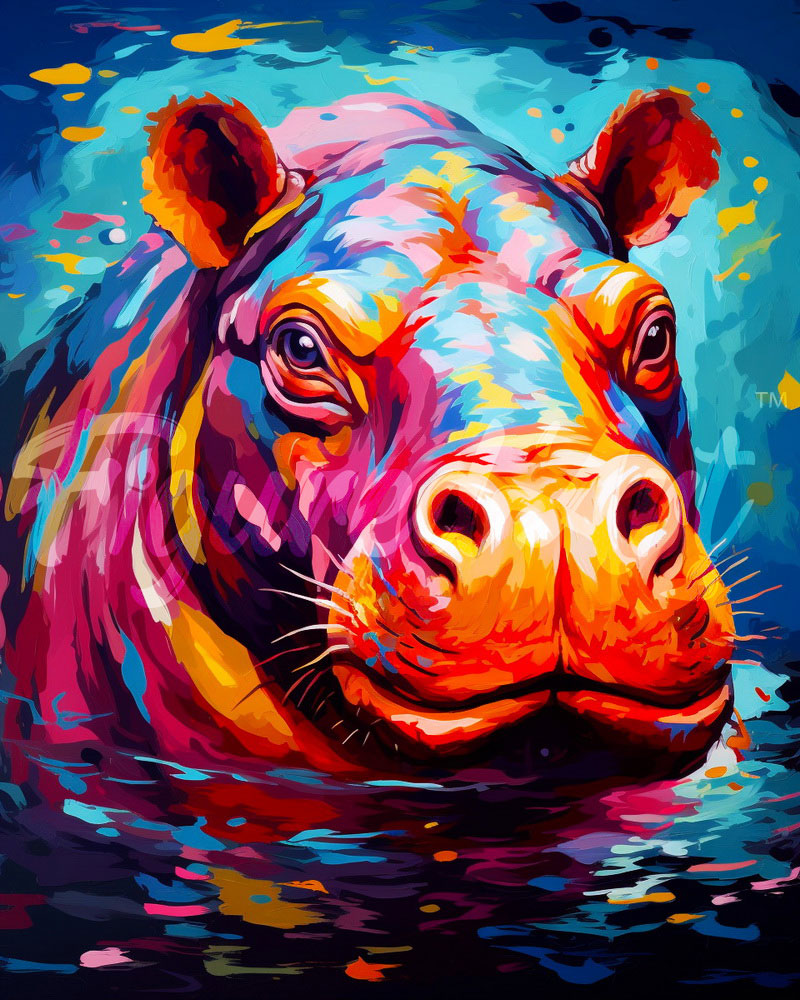 Diamond Painting - Colourful Abstract Hippo – Figured'Art