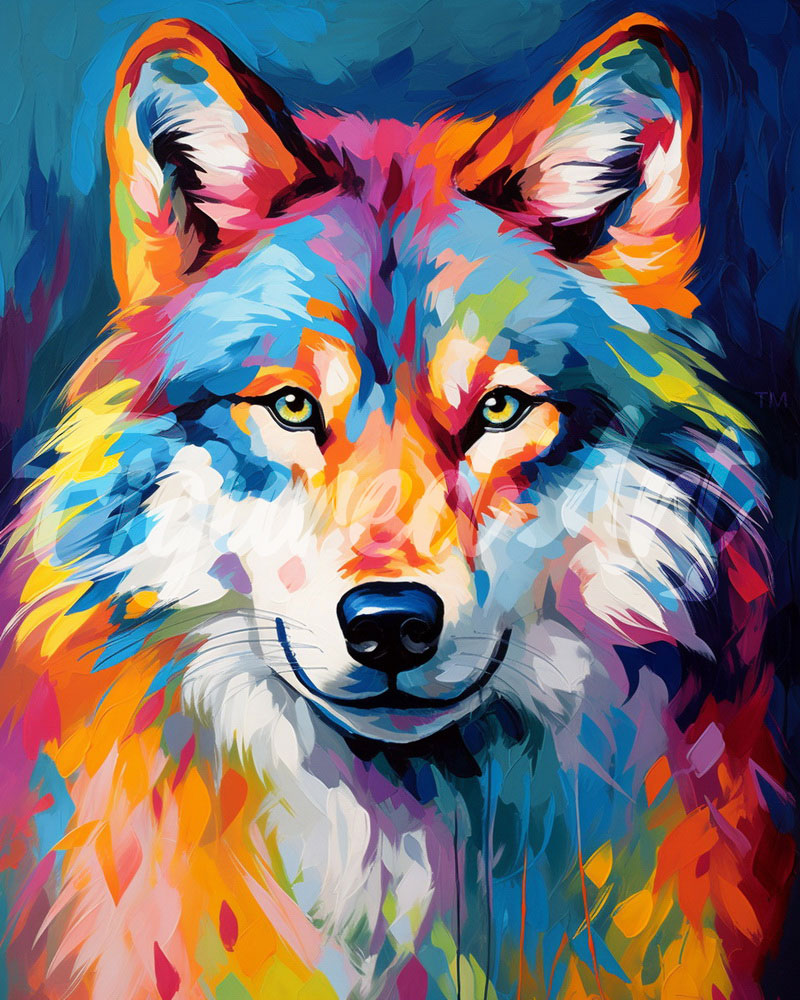 Diamond Painting - Colourful Abstract Wolf – Figured'Art