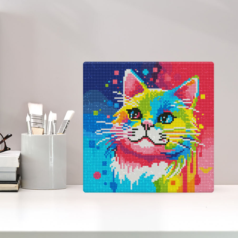 Mini Diamond Painting 25x25cm - Cat Abstract Pop Art small format ...