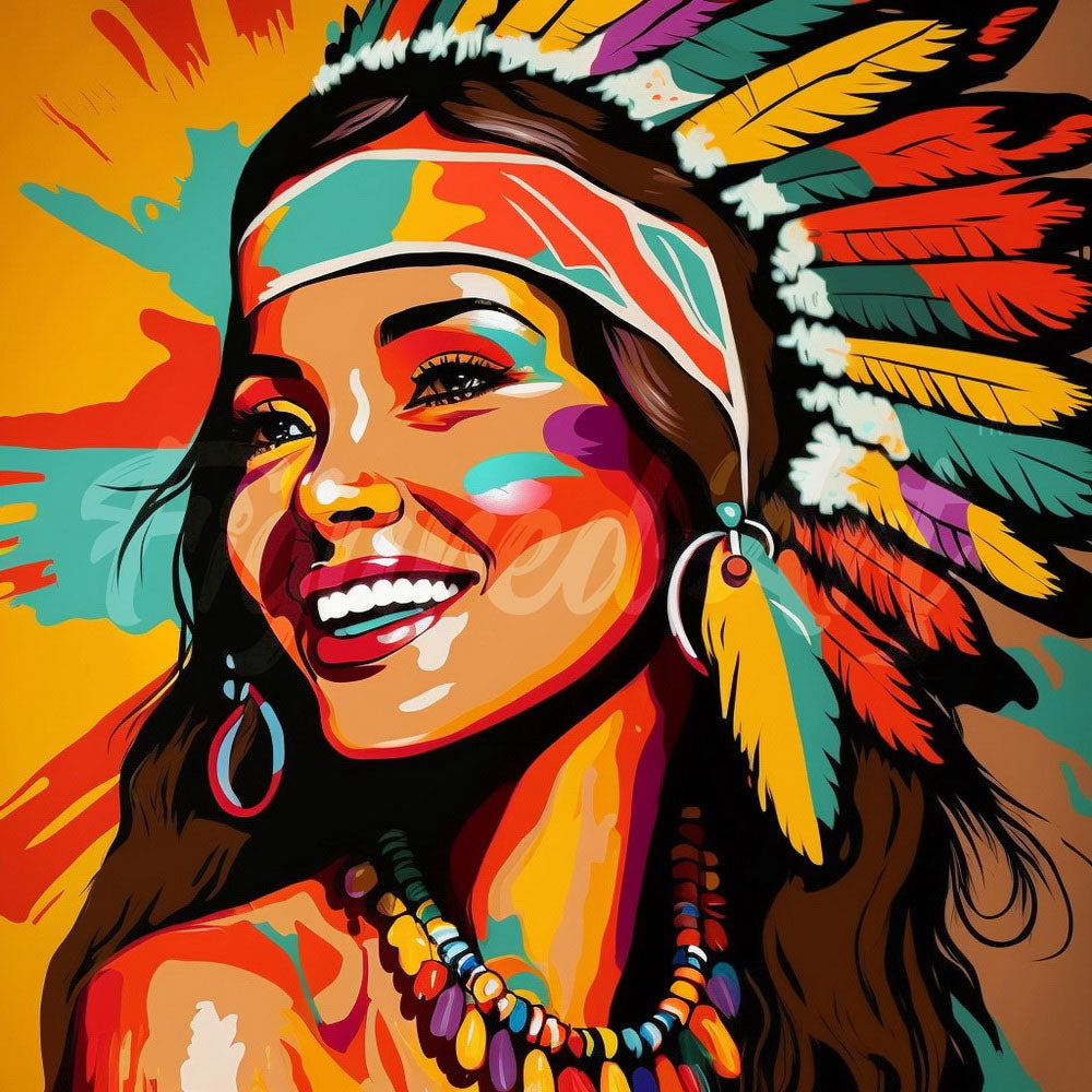 Mini Diamond Painting 25x25cm - Native Elegance Lady Pop Art small ...
