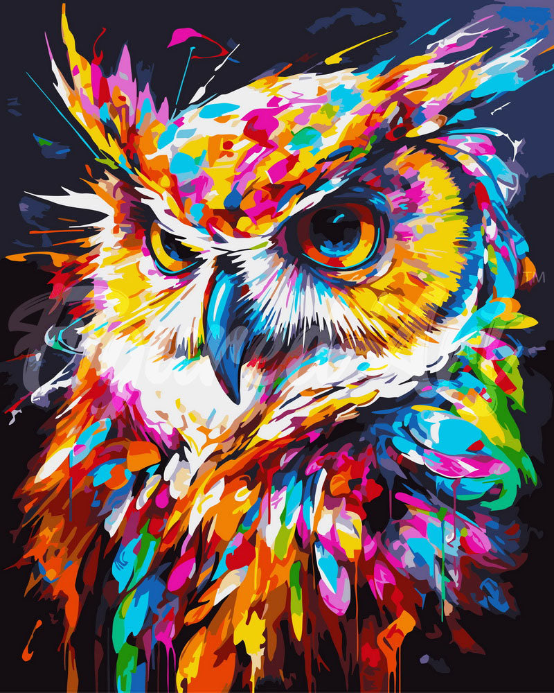 Abstract Owl Paintings Owl Portrait | Glass Wall Art – Artdesigna