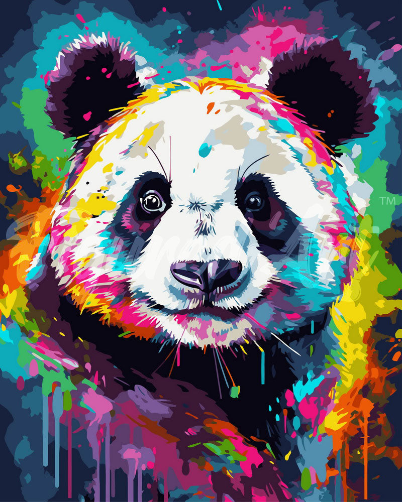 Paint by Numbers - Colourful Abstract Panda – Figured'Art