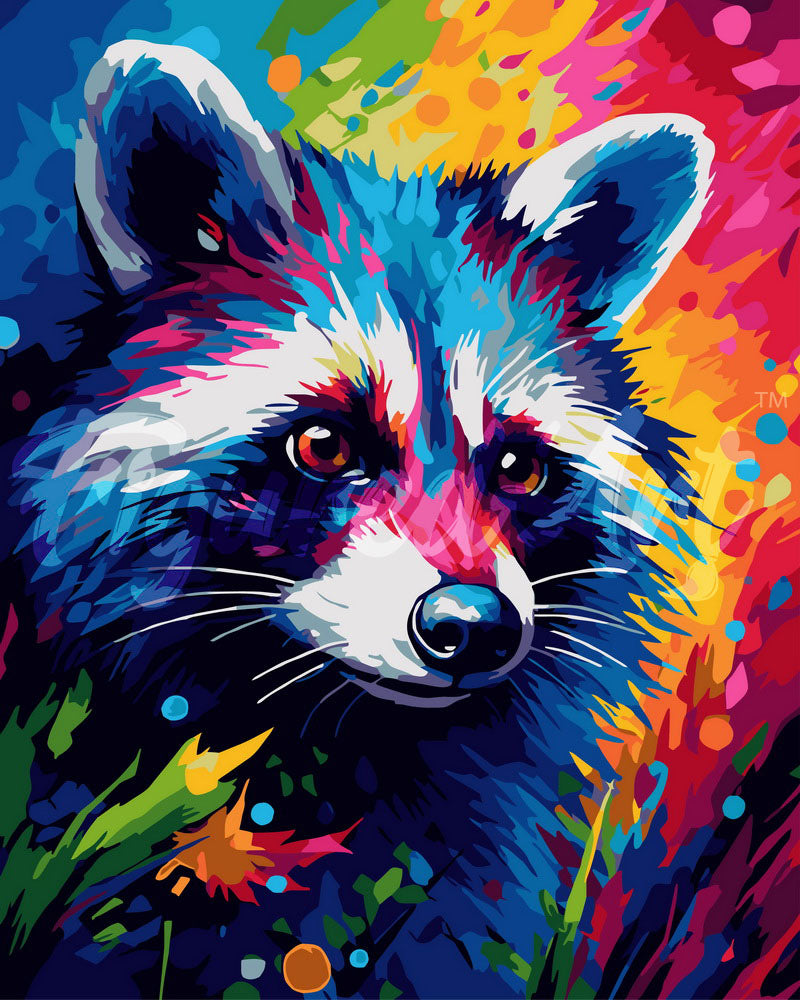 Paint by Numbers - Colourful Abstract Raccoon – Figured'Art